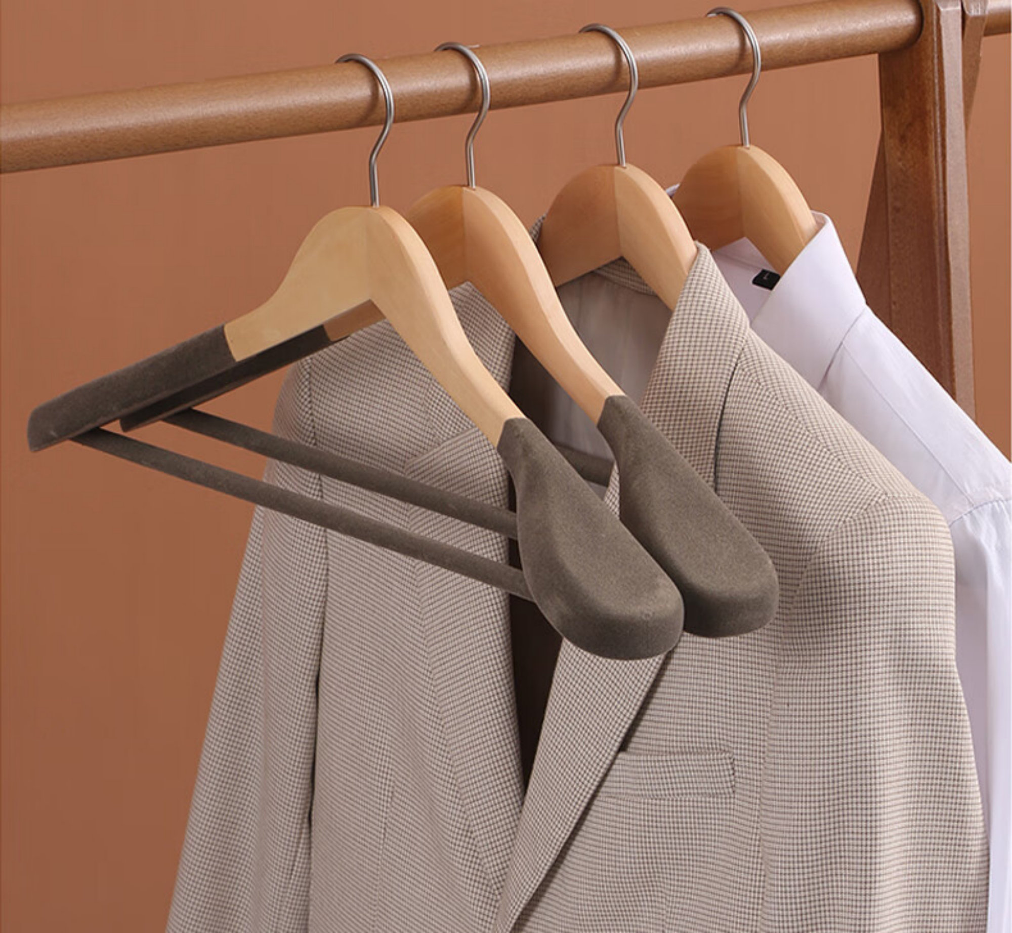 Rebrilliant Solid Wood Hangers For Suits With Wide Shoulders And Large ...