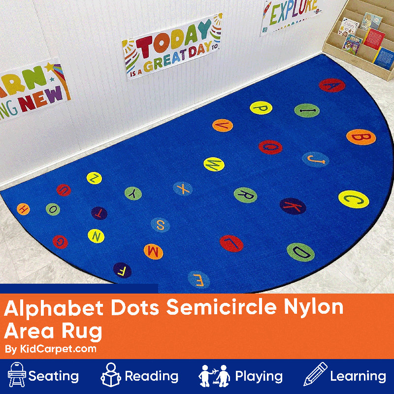 Kid Carpet Alphabet Dots Semi Circle Rug | Wayfair