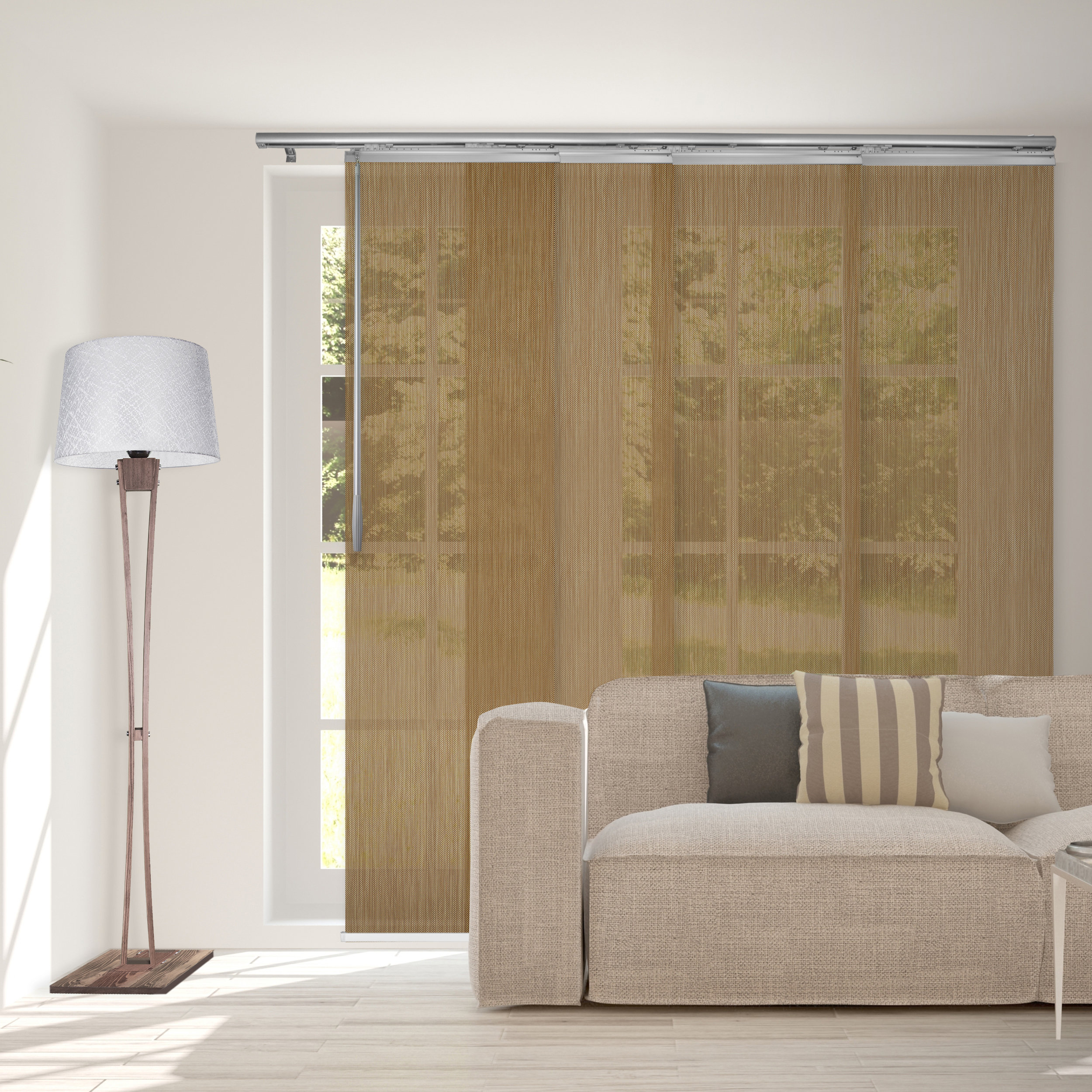 Rod Desyne Dappled Gold 4-Panel Single Rail Panel Track Extendable 48 ...