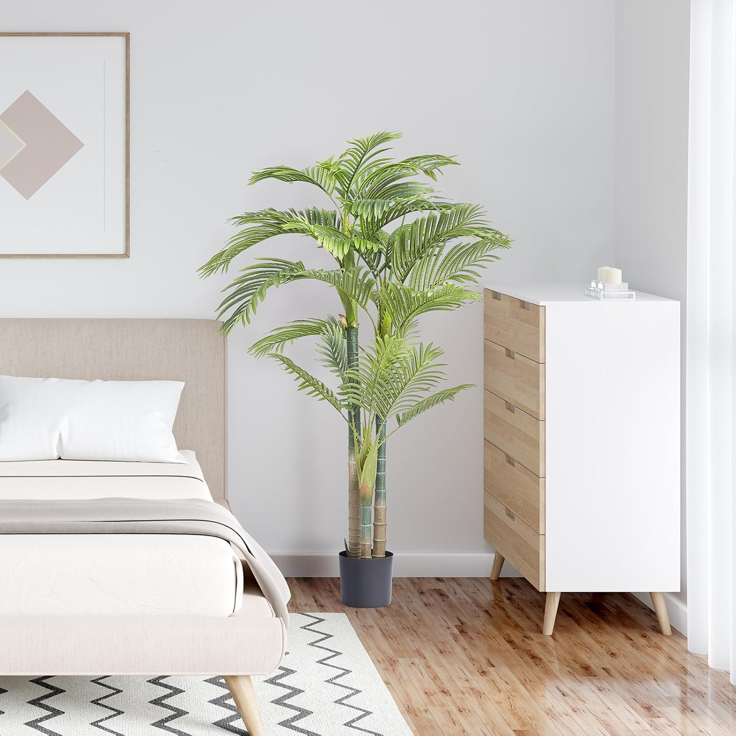 Primrue Malakoff Artificial Golden Cane Palm Tree, 6.5 feet high ...