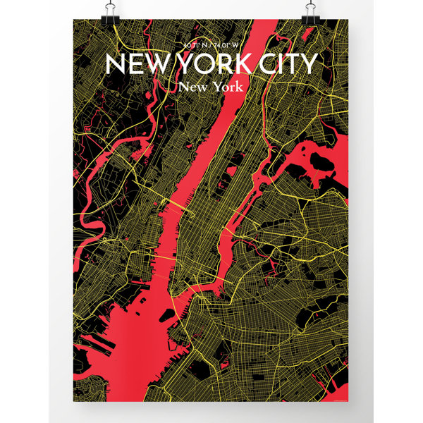 OurPoster.com New York City Map On Paper Print | Wayfair