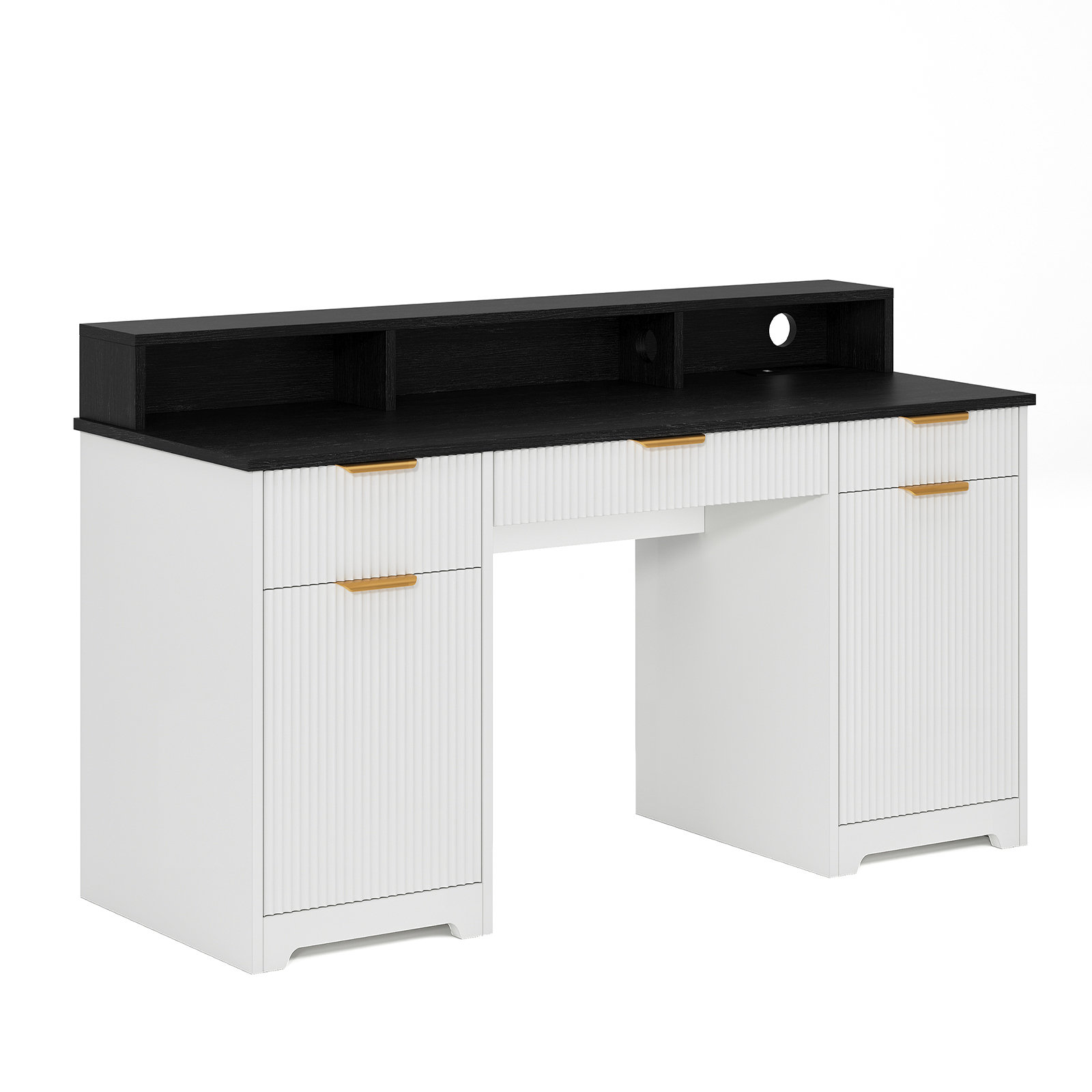 House of Hampton® 59" Home Office Desk, Fluted Computer Desk With ...