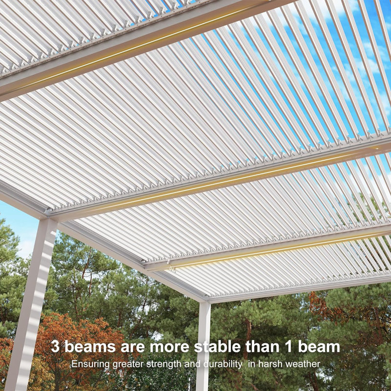Purple Leaf Louvered Pergola 19 Ft. W x 12 Ft. D Aluminum Pergola with ...