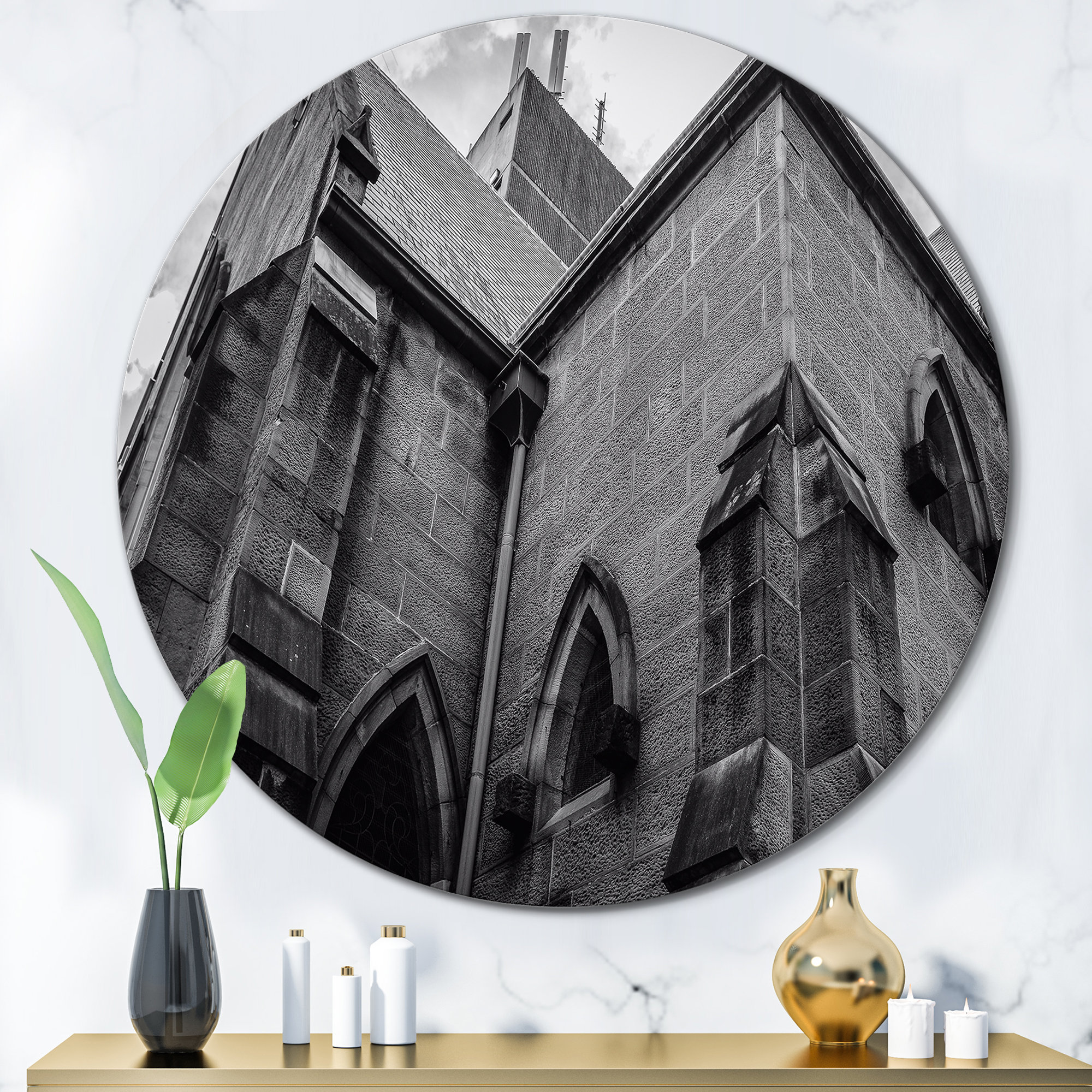 Latitude Run® Gothic Architecture Building in Black and White ...