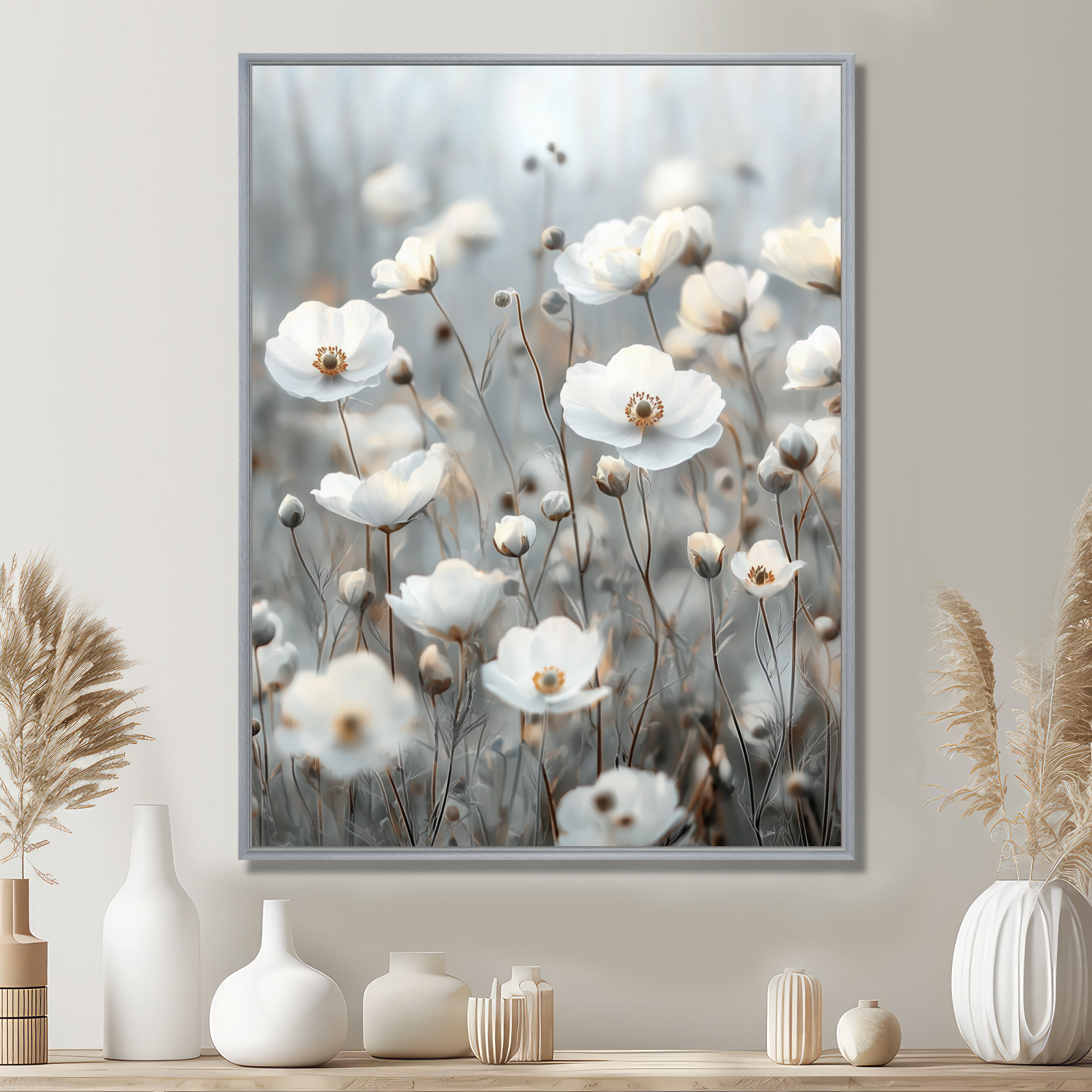 Winston Porter Gray Poppy Misty Morning - Poppy Wall Art for Living ...