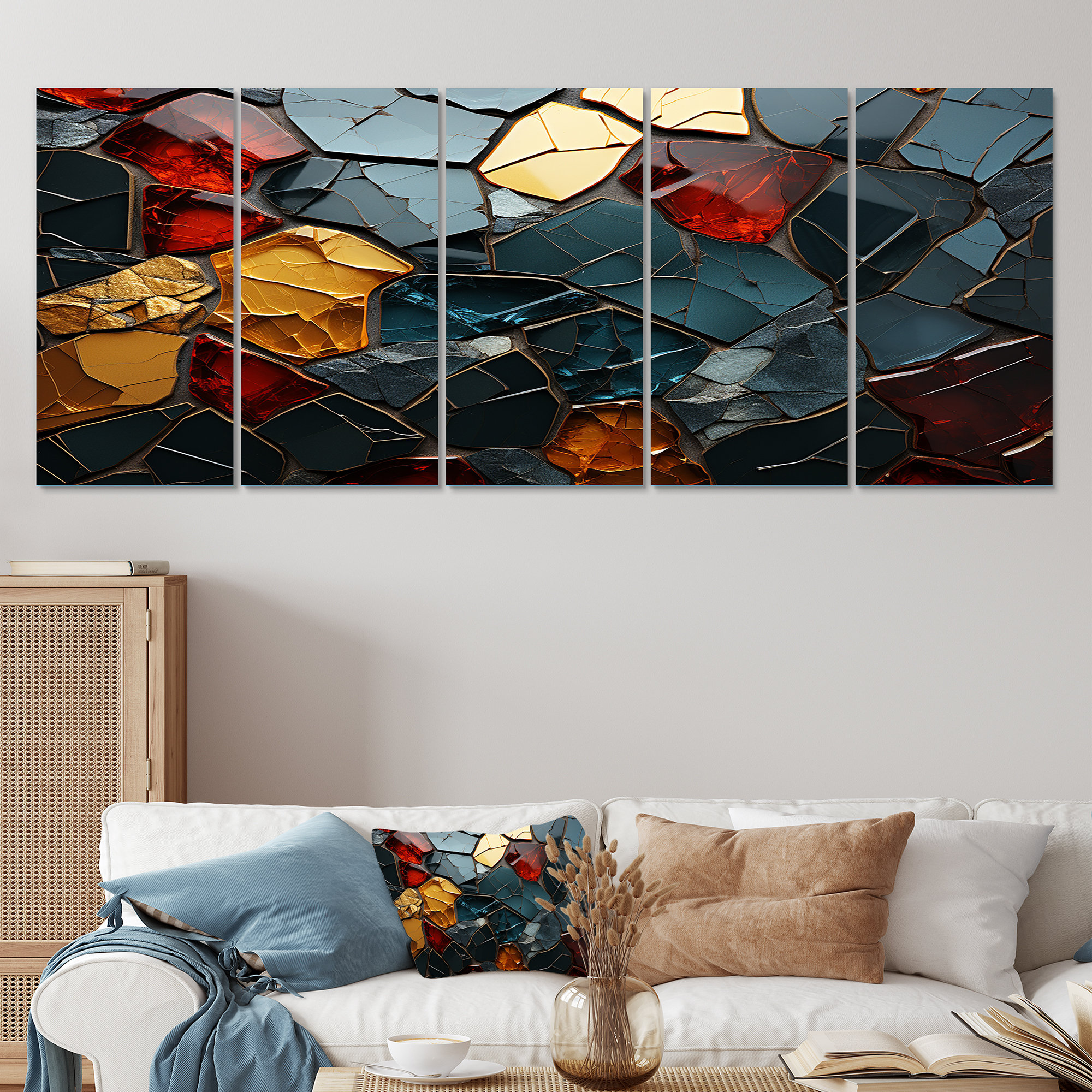 Ivy Bronx Cubic Mosaic Marble Tiles IV - Abstract Marble 5 Piece Wall ...