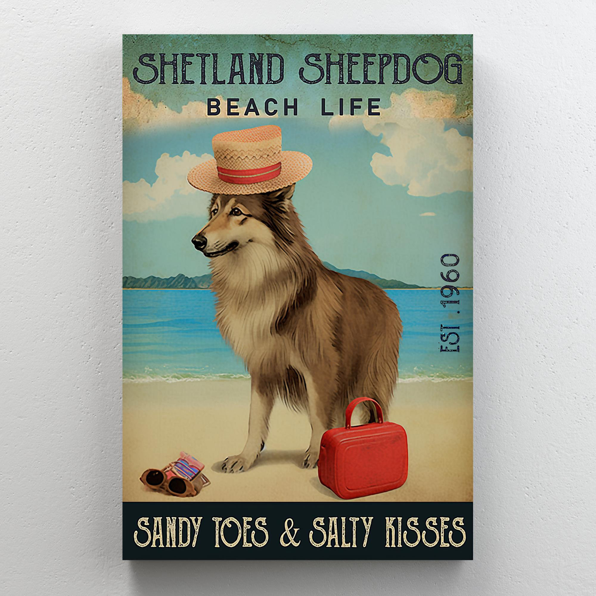 Trinx Kyleigha Shetland Sheepdog Beach Life On Canvas Graphic Art ...