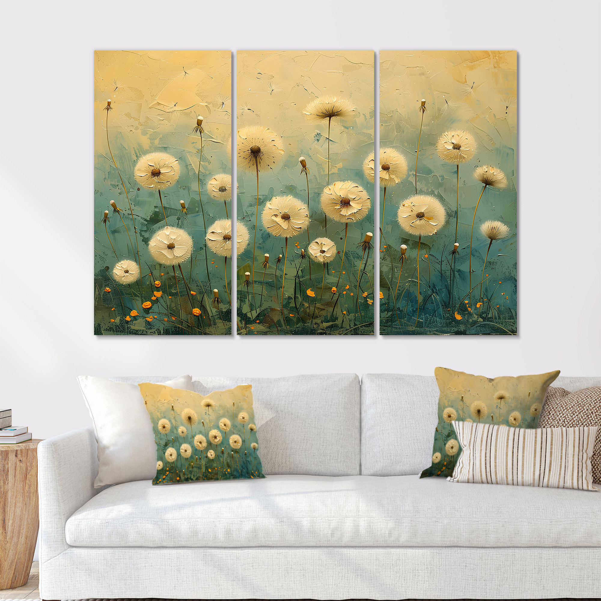 Latitude Run® Beige Blue Spring Dandelion Collage I - Dandelion Wall ...