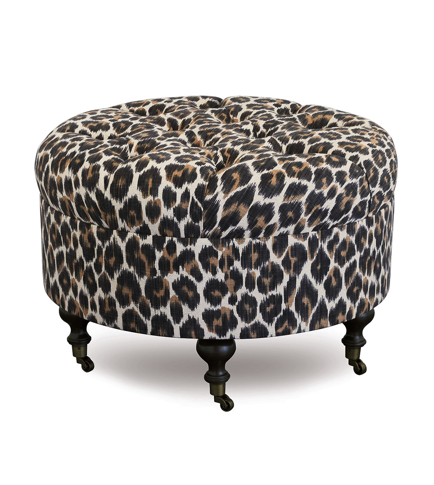 Eastern Accents Bagira 29" Wide Tufted Round Animal Print Cocktail ...