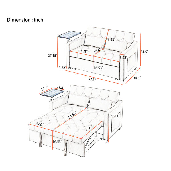 Everly Quinn Aloway 53.5 Upholstered Futon | Wayfair