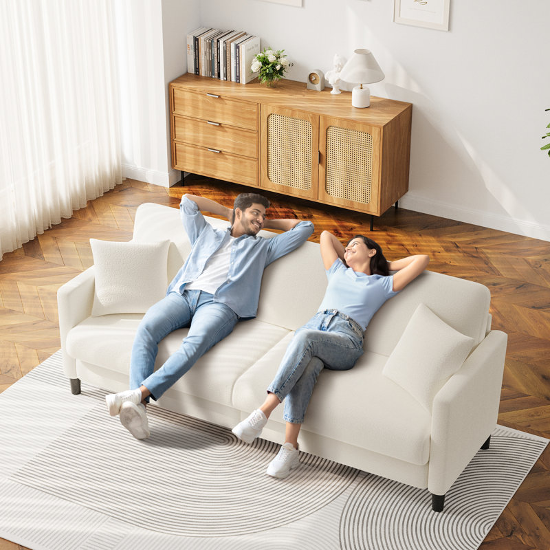 Ebern Designs Febo 83'' Square Arms Teddy Sofa Solid Wood Frame with ...