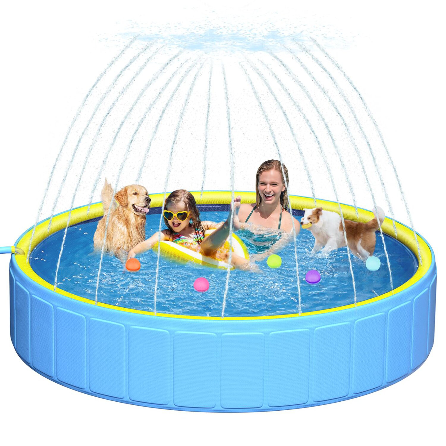 OLHAV Dog Pool and Splash Pad W79 X H12, Sturdyer Foldable Plastic ...