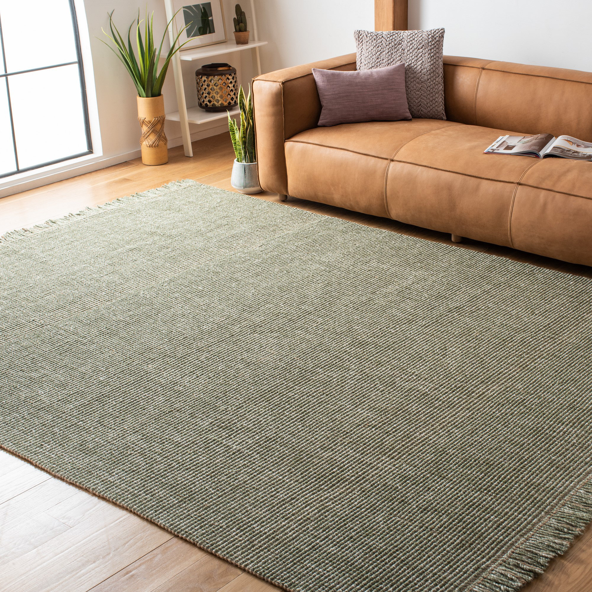 Dovecove Pulcherie Natural Fiber Hand Woven Performance Solid Color Rug ...