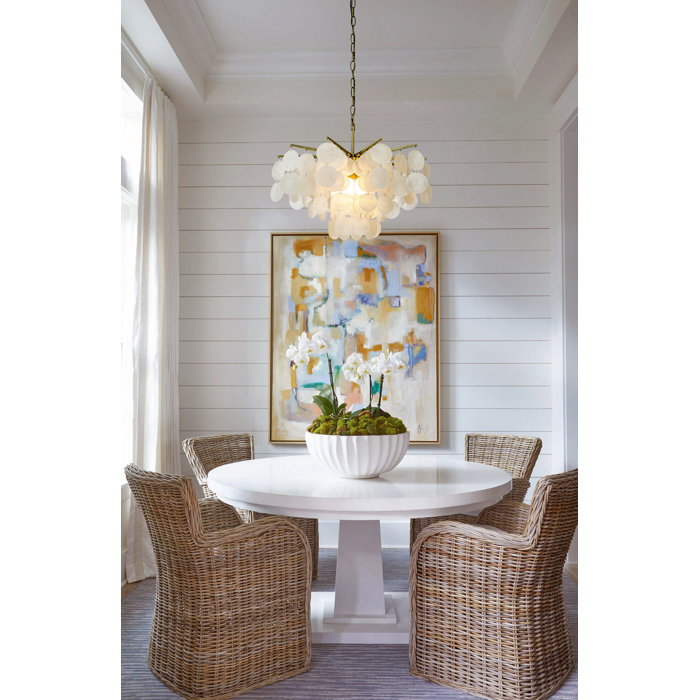Mercer41 Camisa 4-Light Glam Coastal Capiz Tierd Chandelier With ...