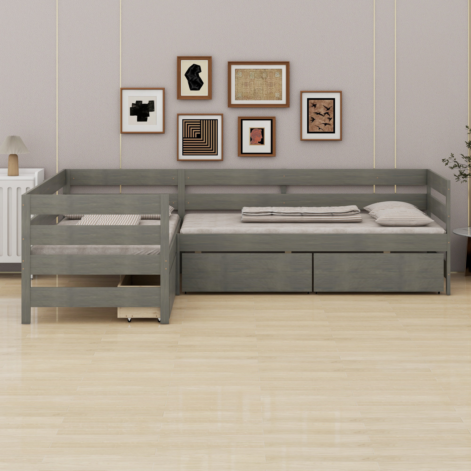 L Shaped Platform Beds