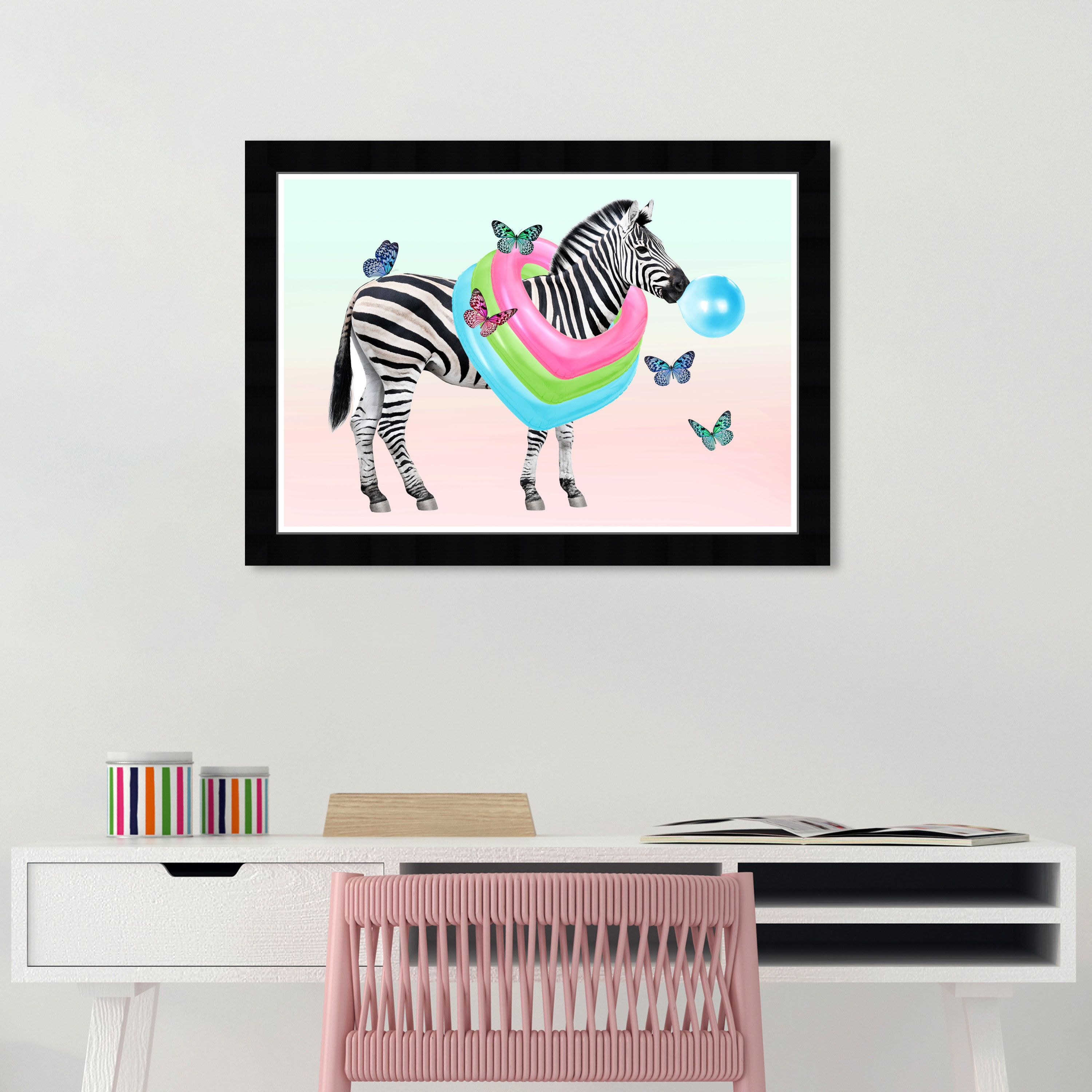 Red Barrel Studio® Animals Zebra Bright Fun Modern & Contemporary Blue ...