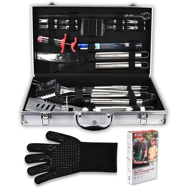 Commercial Chef 25 Piece Stainless Steel BBQ Grill Set - BBQ ...