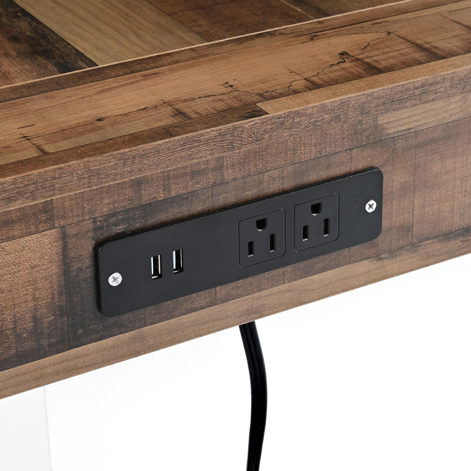 Wrought Studio™ Square Coffee Table, Spliced Wood Grain, Outlets, Led ...
