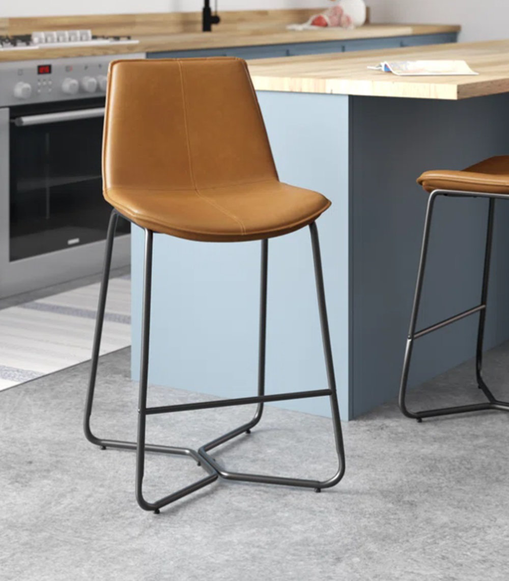 17 Stories Tan Leather Stool - Wayfair Canada