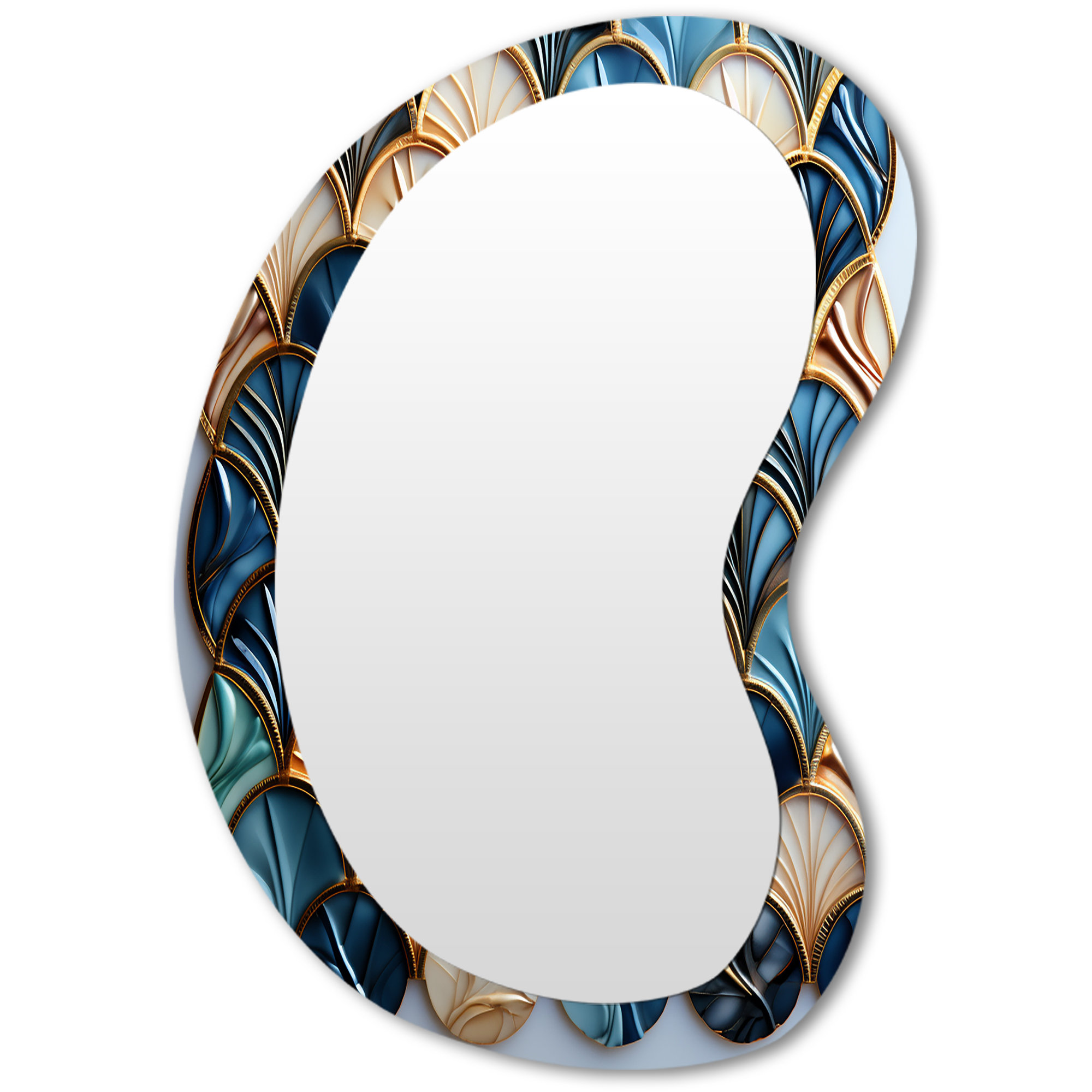 Mercer41 Art Deco Blue Golden Tile Elegance 1 I - Abstract Modern Wall ...