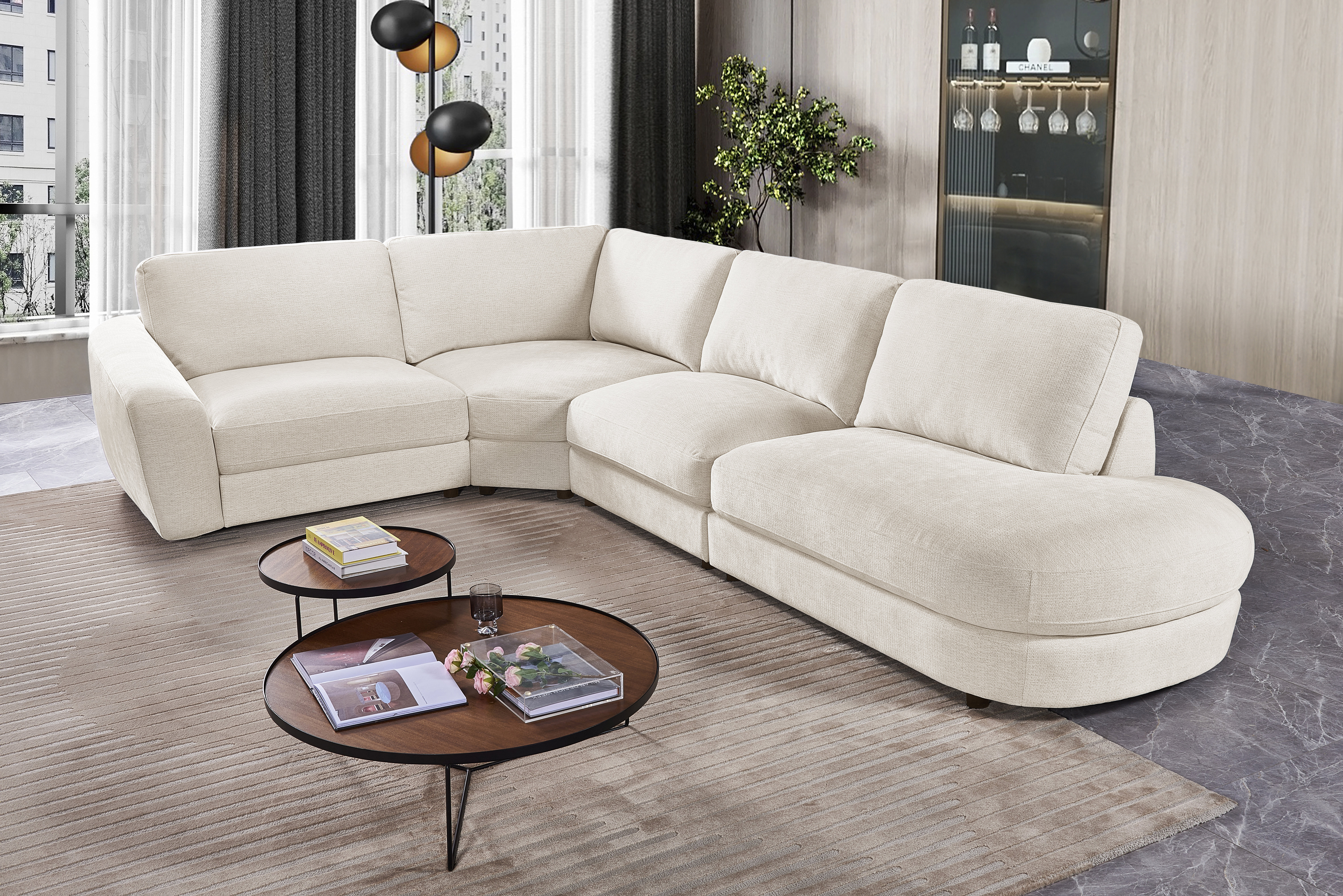 Latitude Run® Upholstered Two-color Chenille Fabric Wide Seat Modular ...