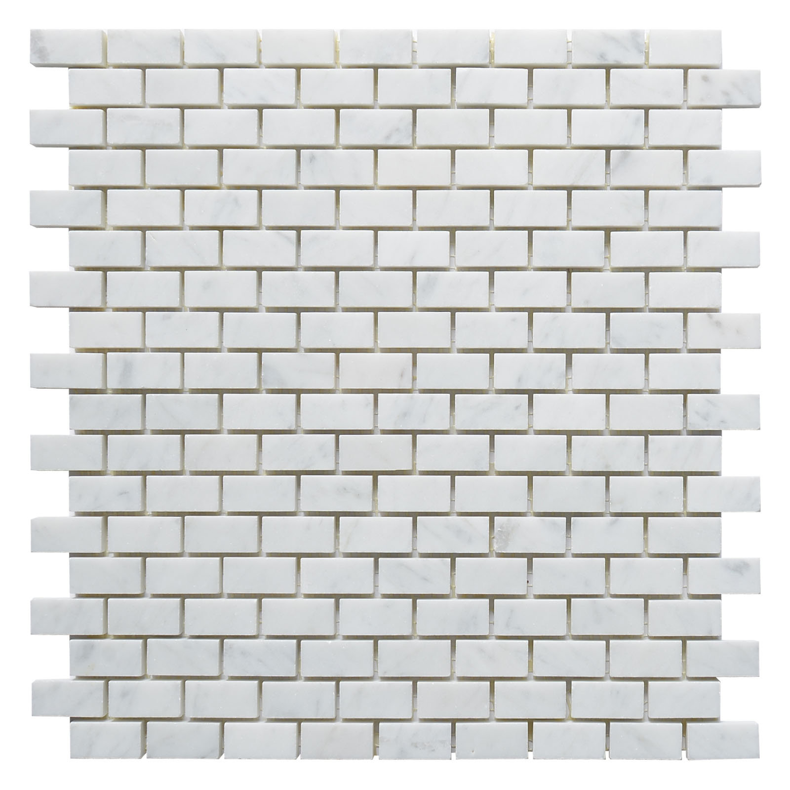 Matrix Stone USA Carrara Brick 0.62" x 1.25" Marble Mosaic Tile in ...