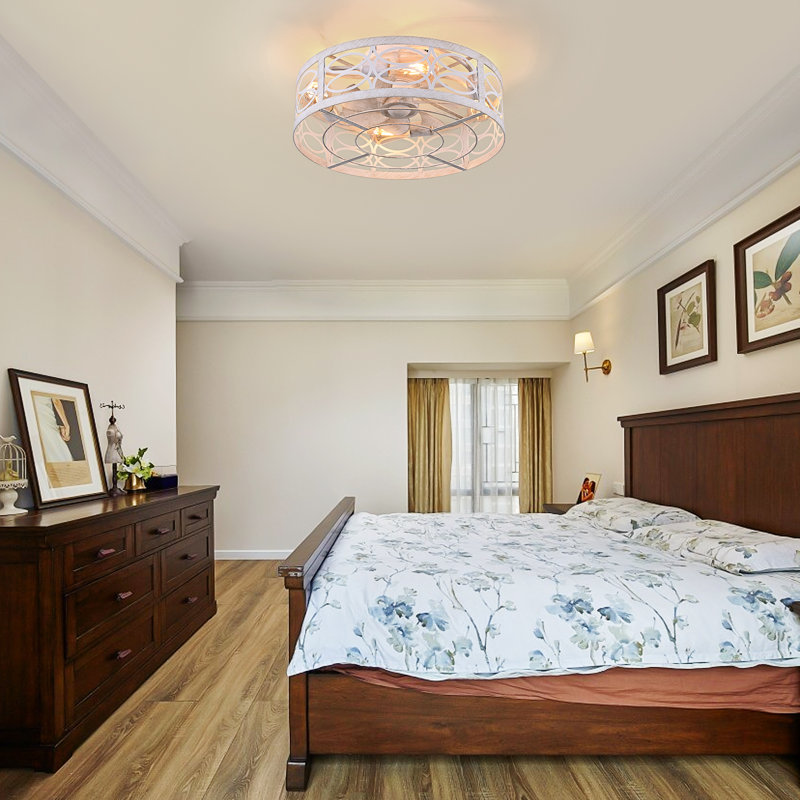 Gracie Oaks Zailey 18.9'' Farmhouse Caged Ceiling Fan with Light Kit ...