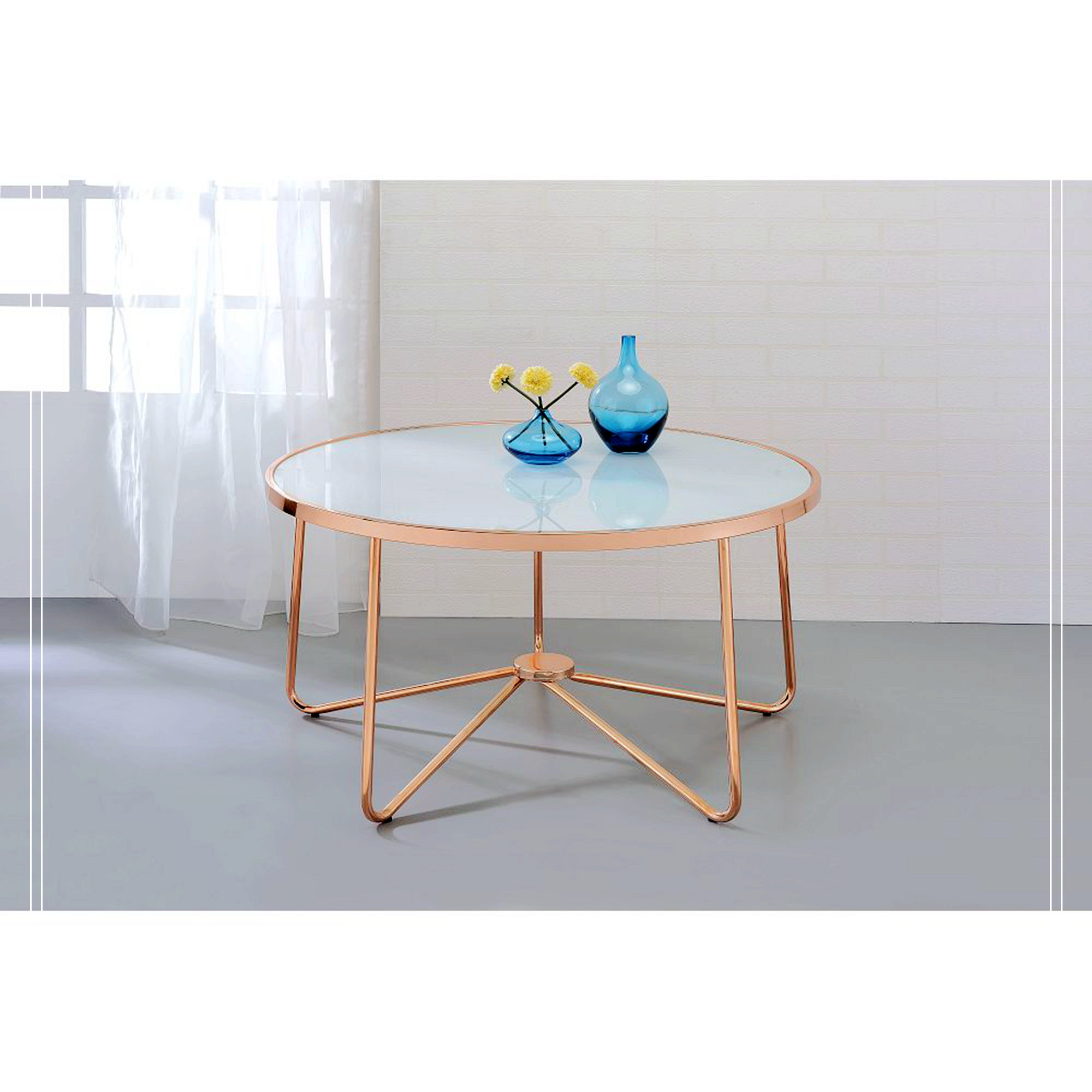Mercer41 Caoilte Coffee Table in Rose Gold and Frosted Glass - Wayfair ...