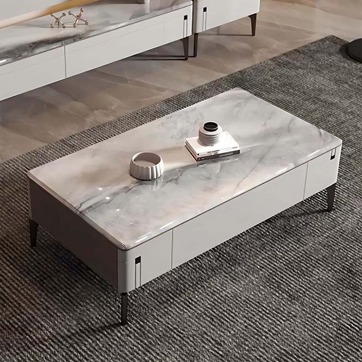Orren Ellis White Stone + Rectangular Coffee Table - Wayfair Canada