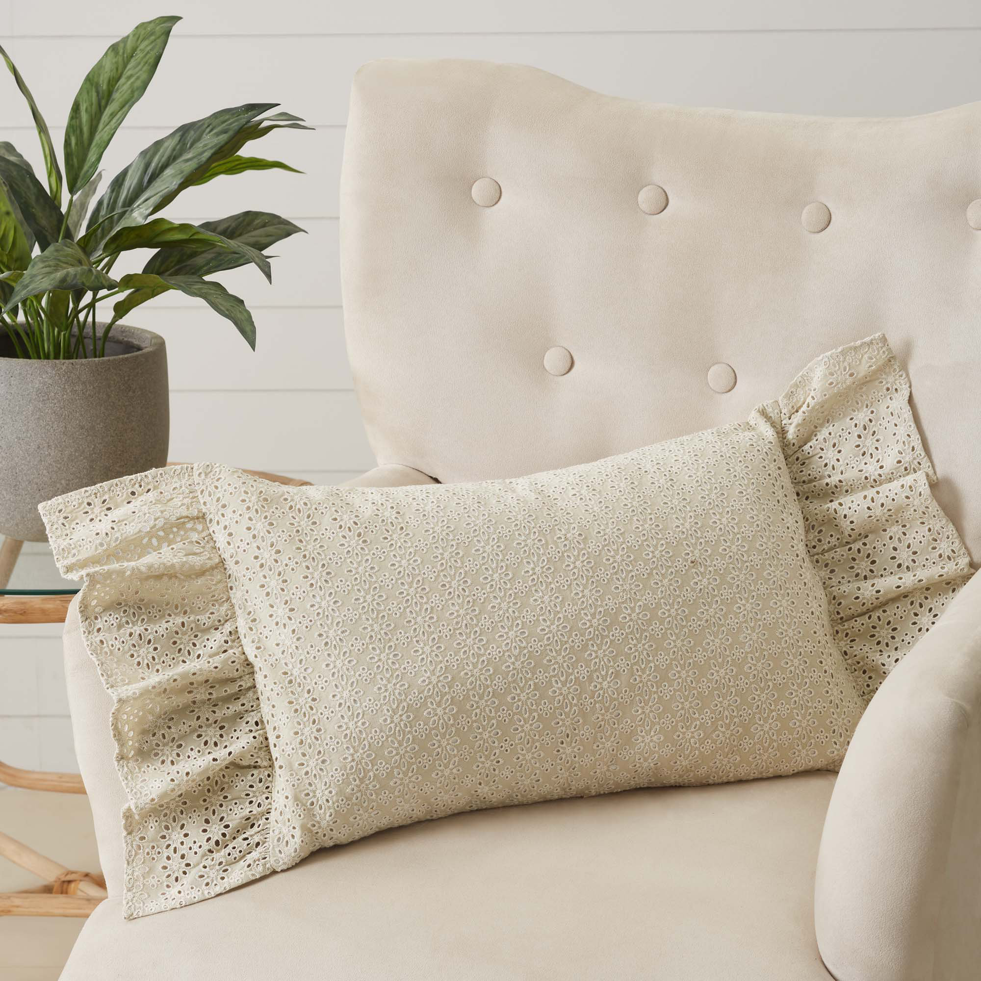 VHC Brands Ruffled Cotton Reversible Throw Pillow | Wayfair