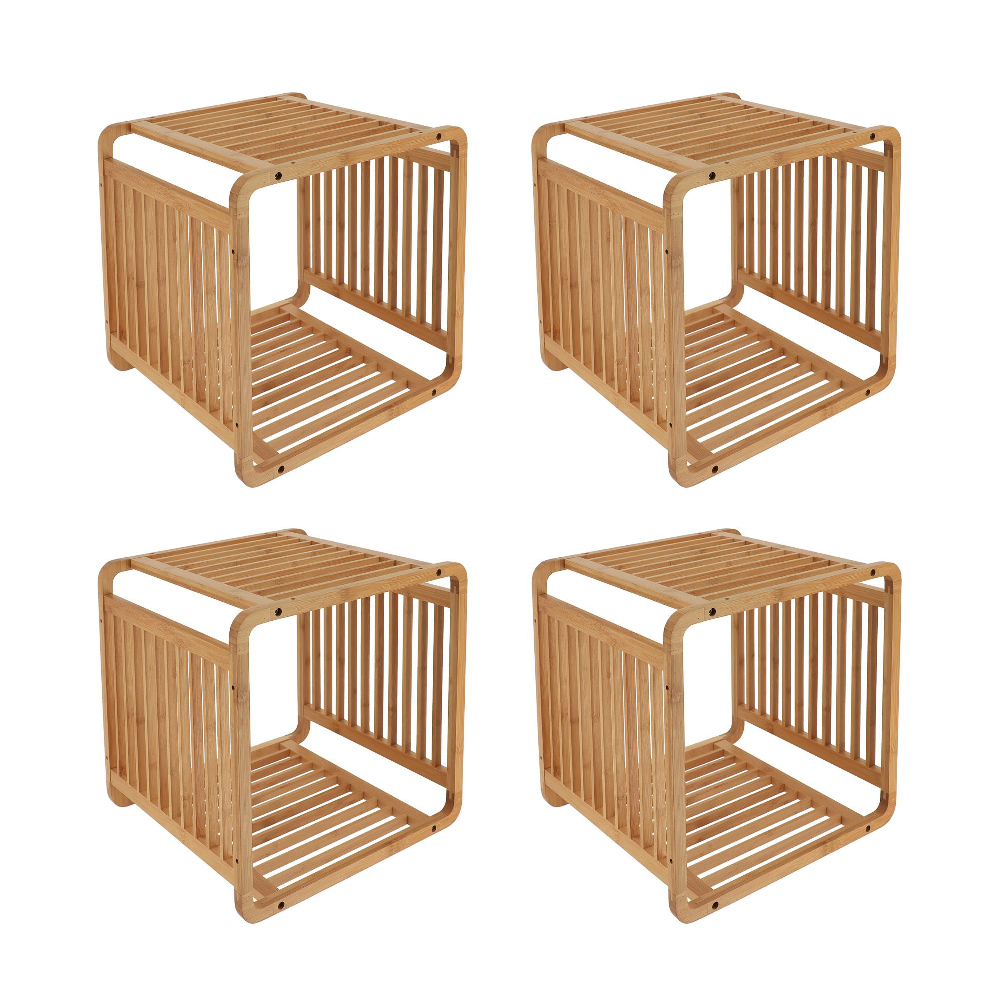Evideco Smart Kube Bamboo Cube Storage, 13" Stackable Shelf Organizer ...