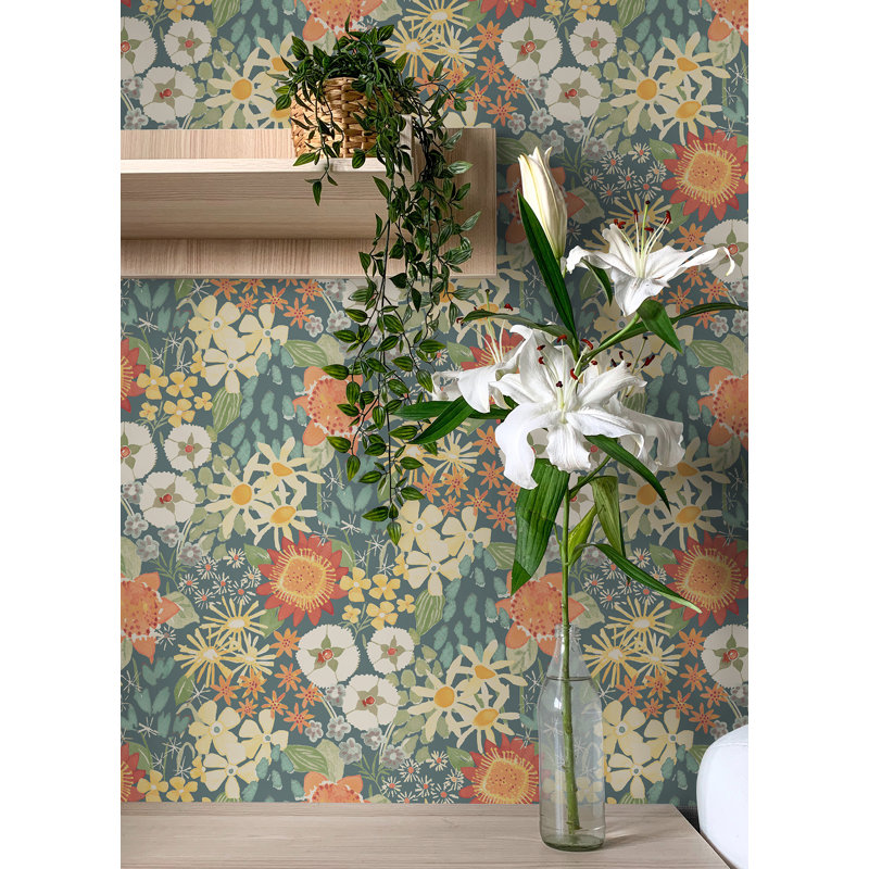 Joss & Main Torven Teal Peel and Stick Wallpaper & Reviews | Wayfair