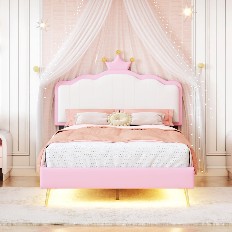 Mercer41 Upholstered Princess Bed With Crown Headboard | Wayfair