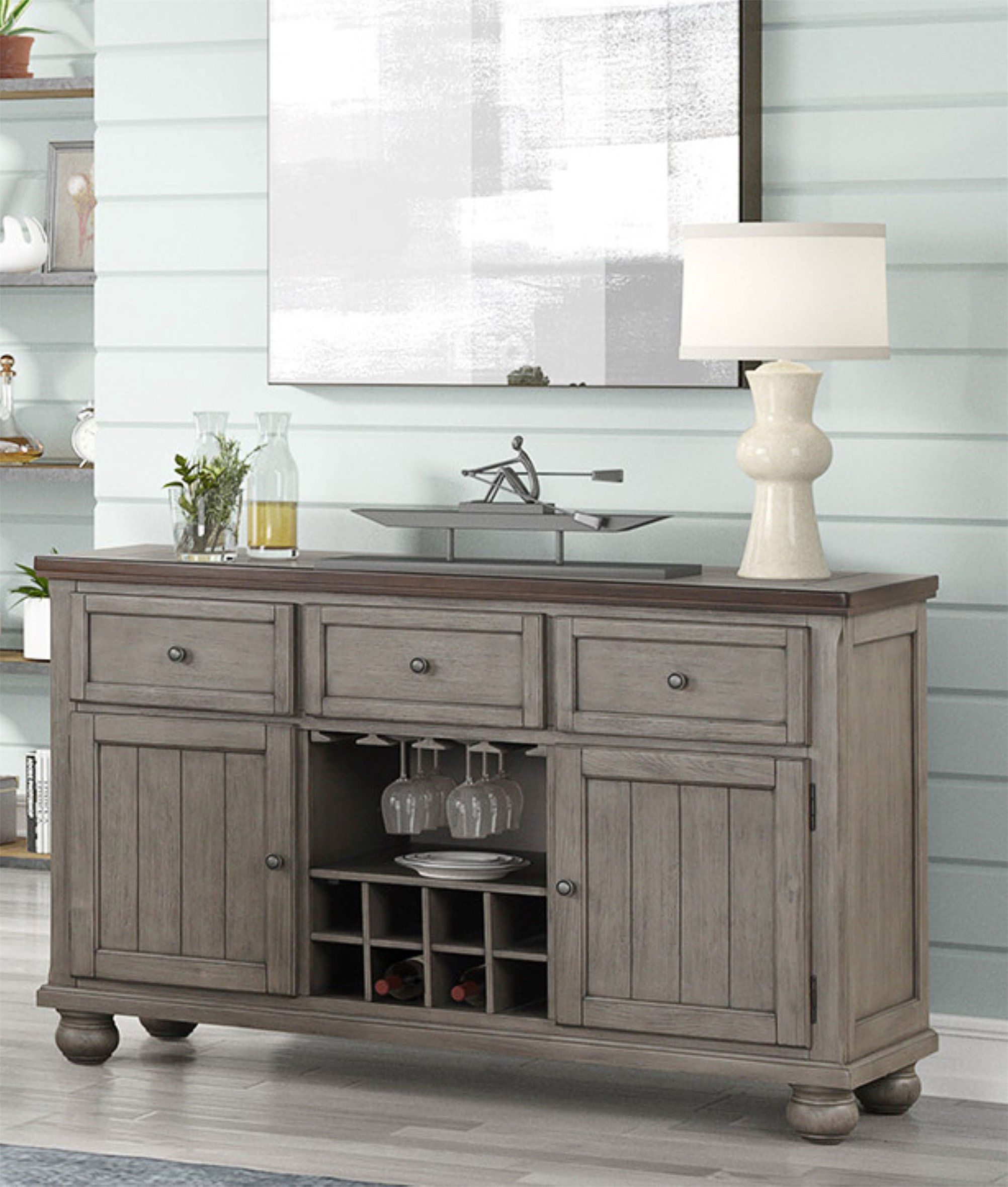 Hokku Designs Rustic Two Tone Sever W/ Powerpack, Cabinet | Wayfair