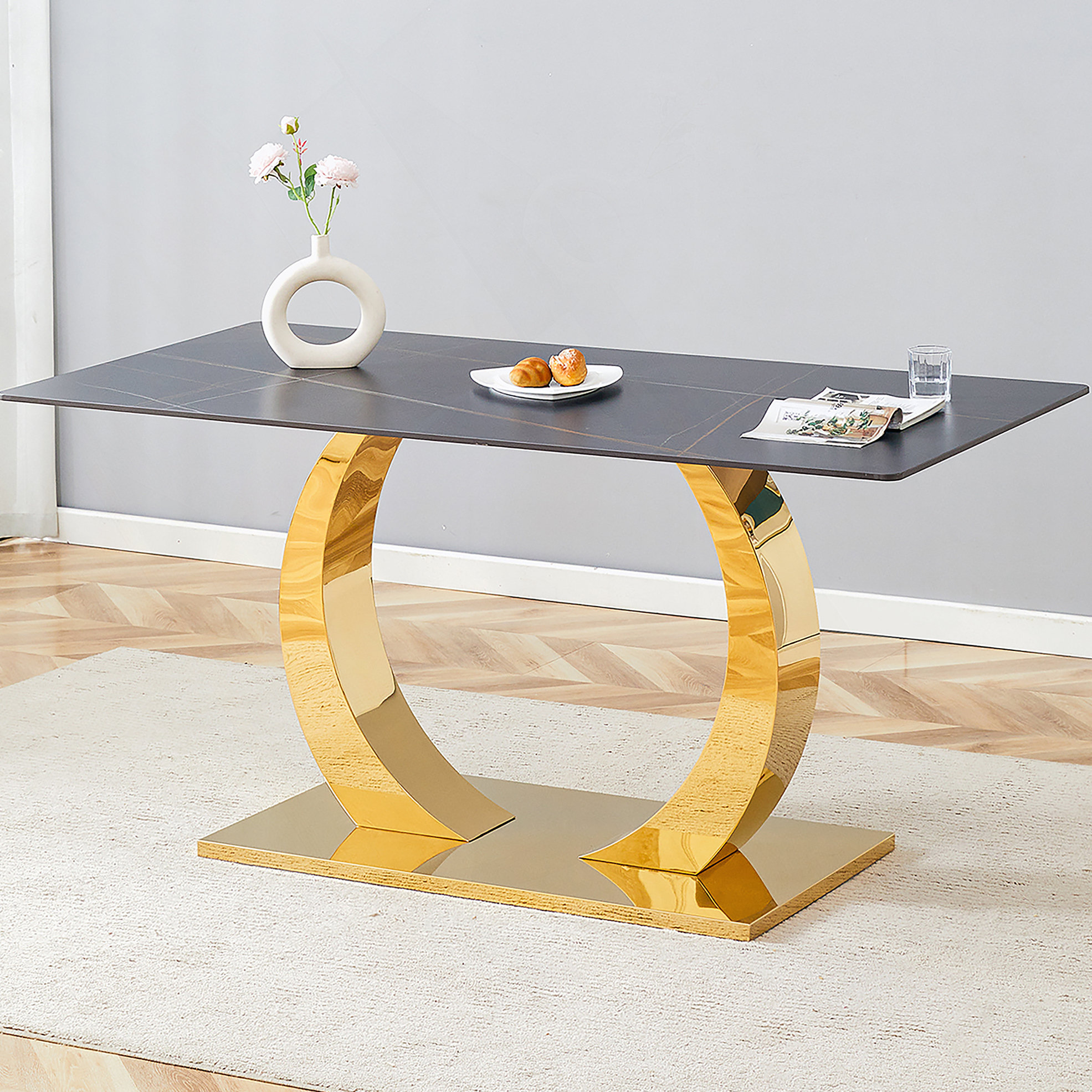 Mercer41 63 x 31.5 x 30-inch Sintered Stone Dining Table - A Perfect ...