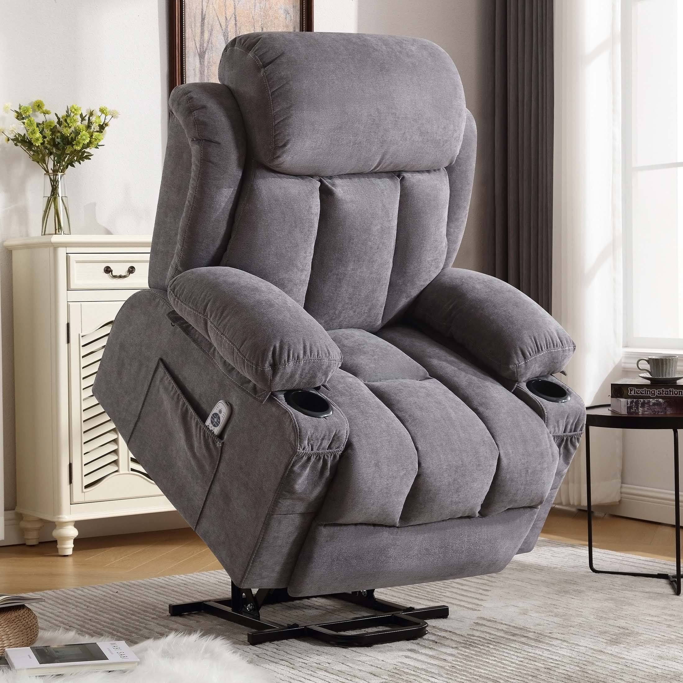Ebern Designs Electric Power Lift Recliner Chair with Heat And Massage ...