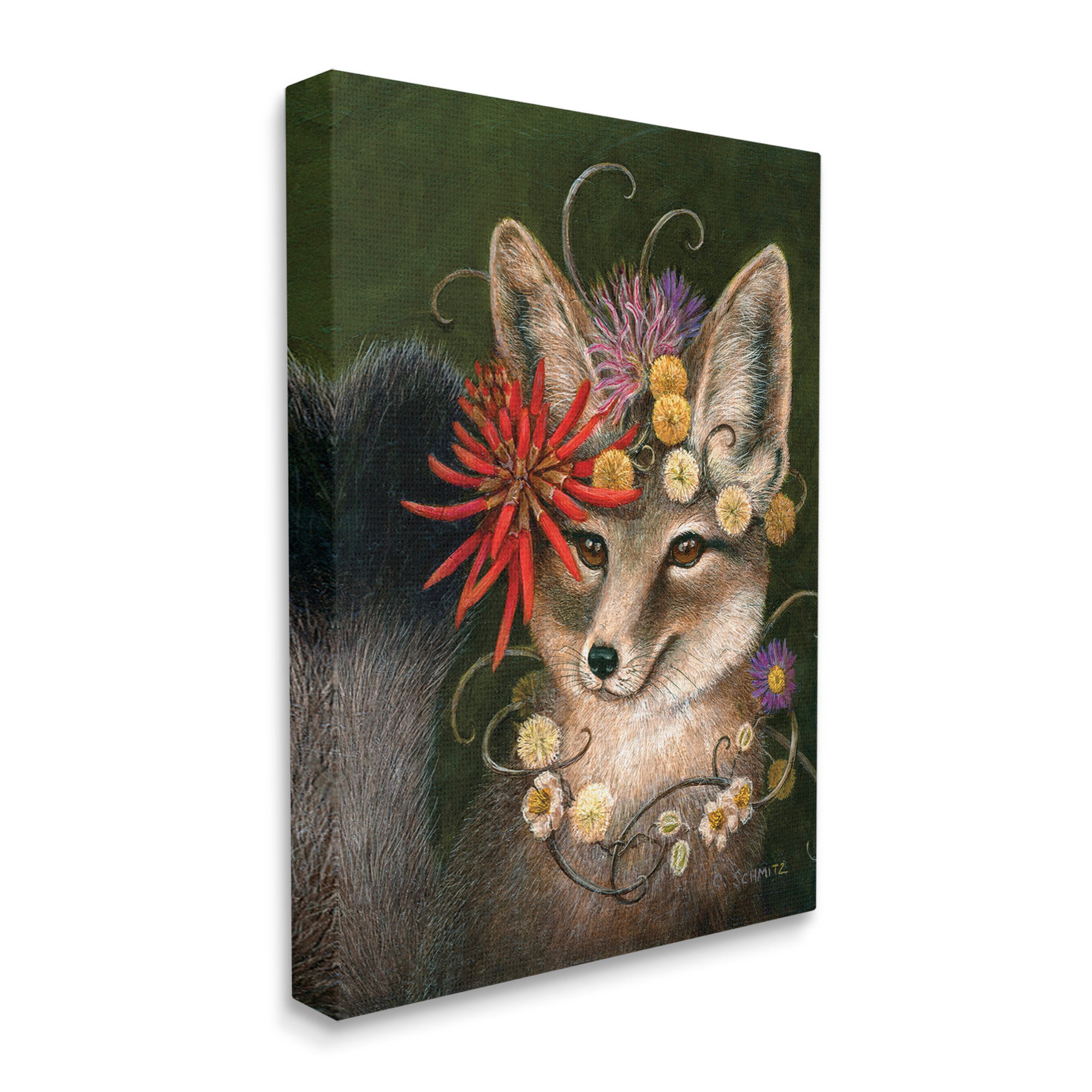 Latitude Run® Botanical Fox Flowers by Carolyn Schmitz - Wrapped Canvas ...