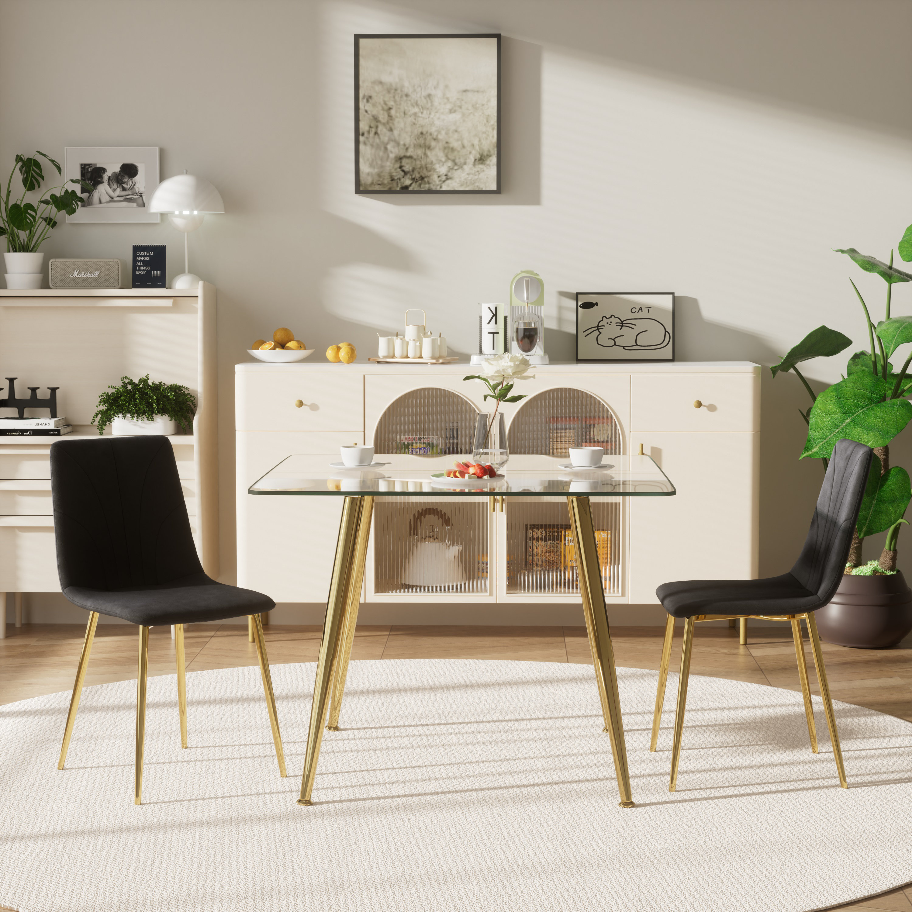 Mercer41 36" Square Glass Dining Table Set - Wayfair Canada