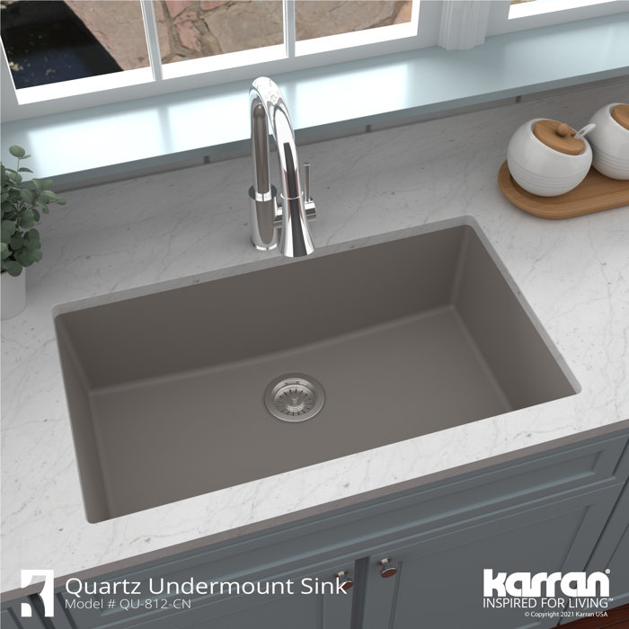 Karran Quartz 32-1/4'' X 19-1/4'' Large Single Bowl Undermount Kitchen ...