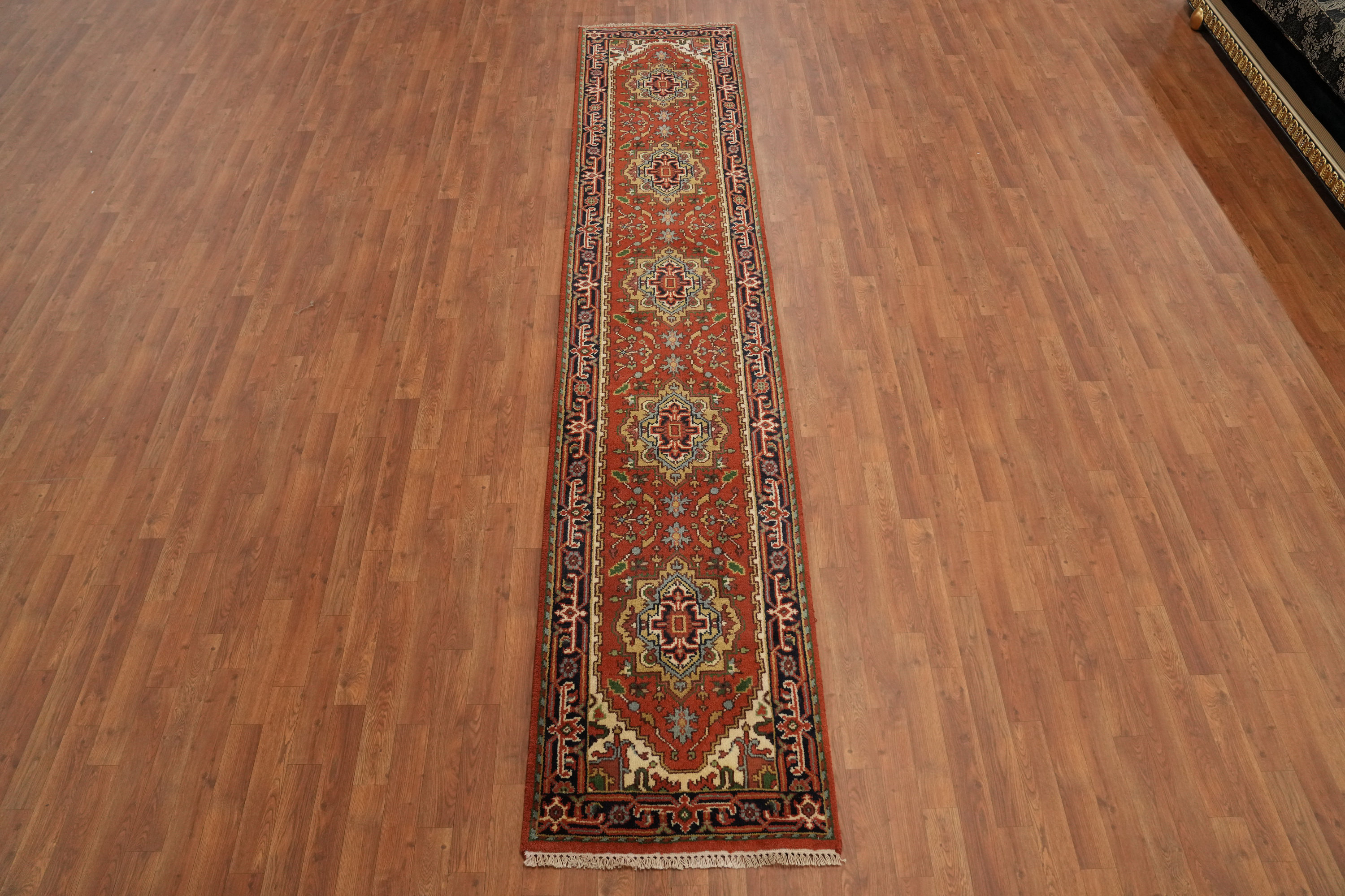 Bungalow Rose Orange Wool Traditional Indian Runner Rug 2x12 | Wayfair