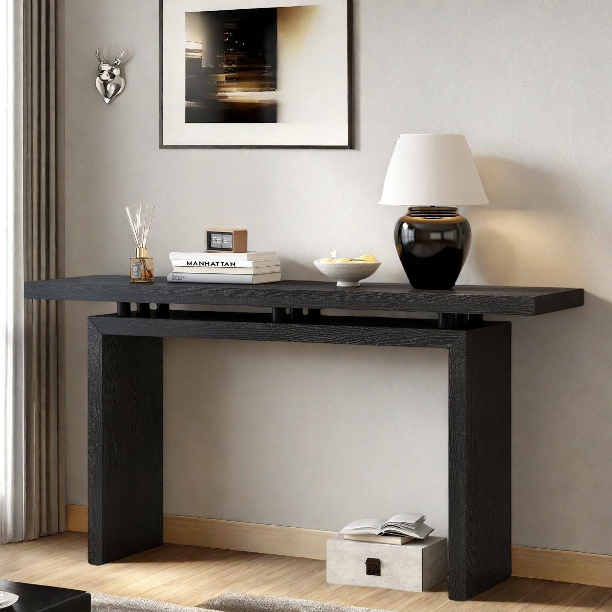 Latitude Run® Simple Console Table With Clever Tabletop Design And ...