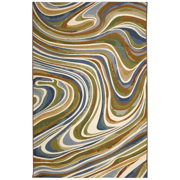 Wrought Studio Geordy Abstract Multi-Color Indoor / Outdoor Area Rug ...