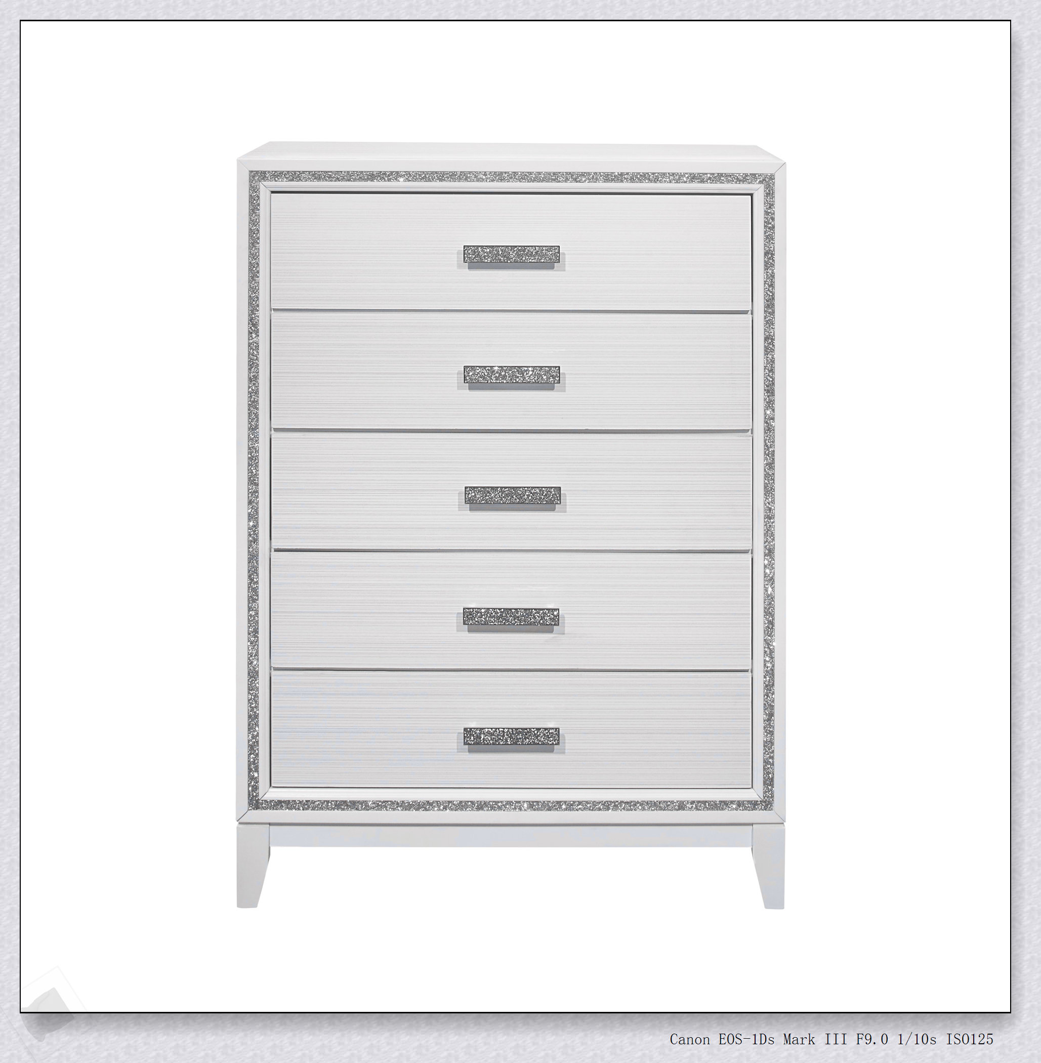 House of Hampton ALMERA GLITTER WHITE CHEST with Five Spacious Drawers ...