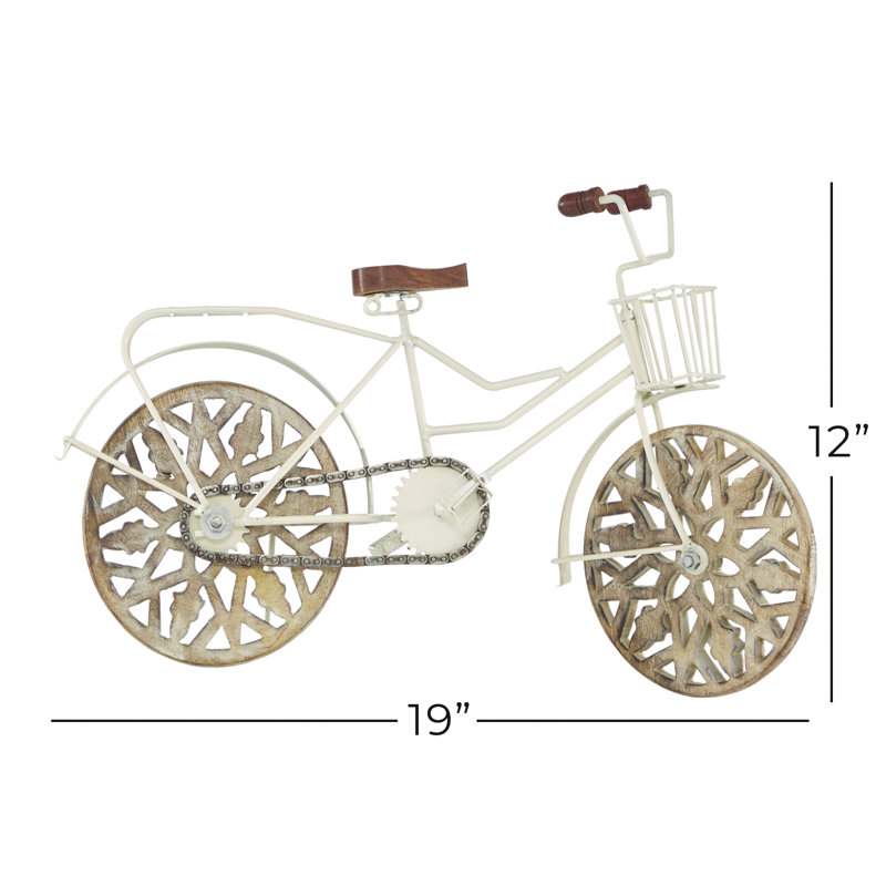 Rosalind Wheeler Harva Metal Bike Decorative Gold Sculpture with Carved ...