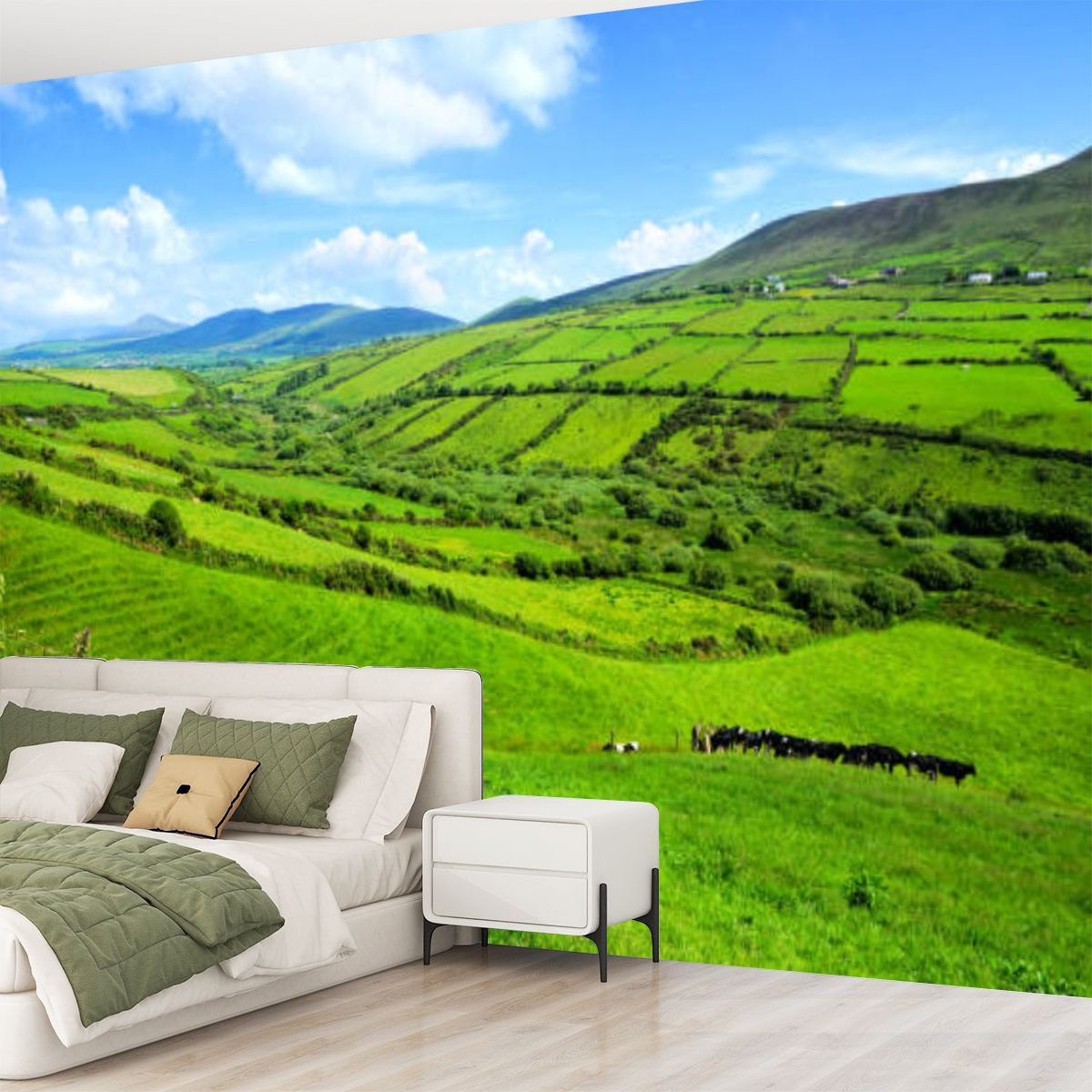Latitude Run® Peel and Stick Canvas Wallpaper Wall Mural Hills fields ...