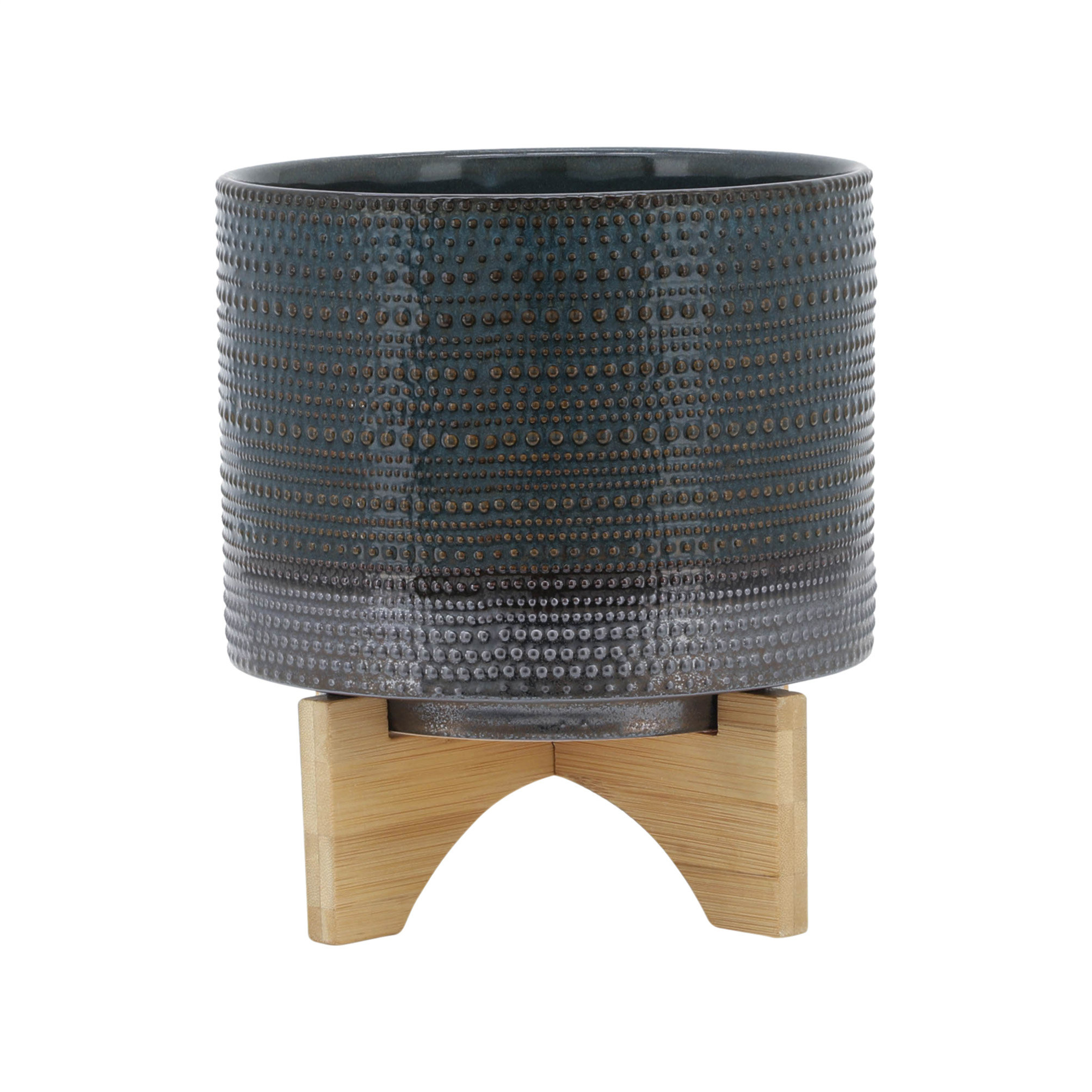 Ebern Designs Exquisite Ceramic Planter With Wood Stand, Versatile For ...