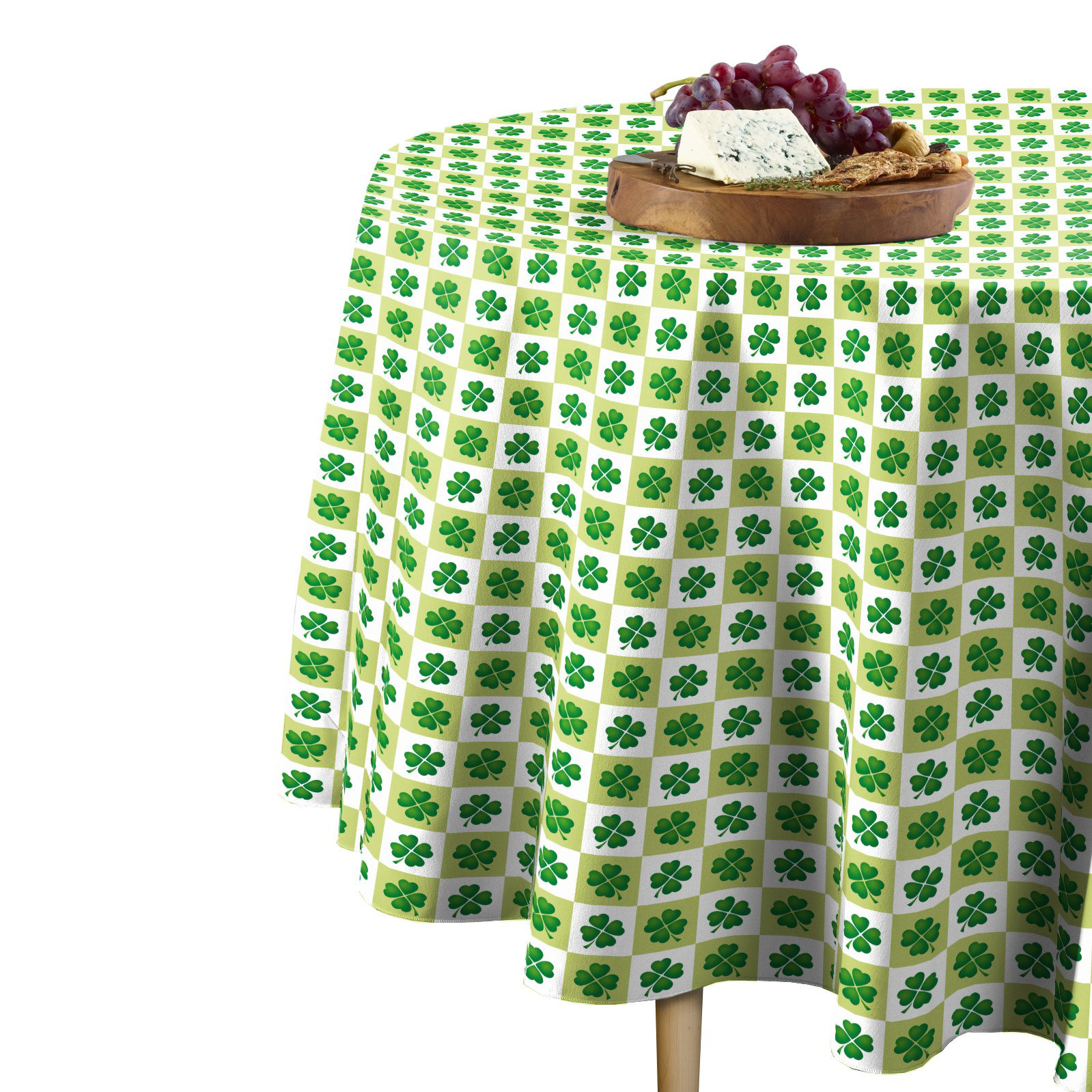 East Urban Home Rayshun 4 Leaf Clover Check Round Tablecloth | Wayfair