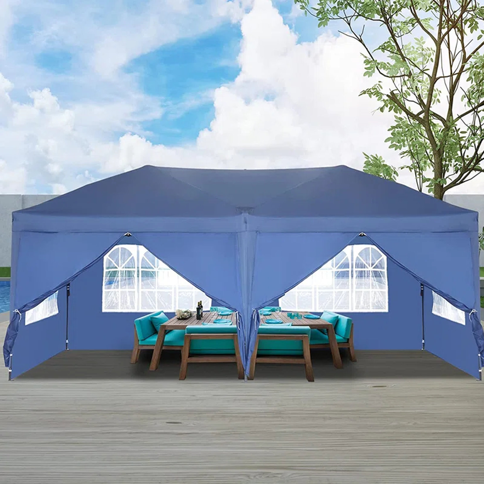 Cobizi 20 Ft. W x 10 Ft. D Metal Pop-Up Canopy Tent Outdoor Party Tent ...