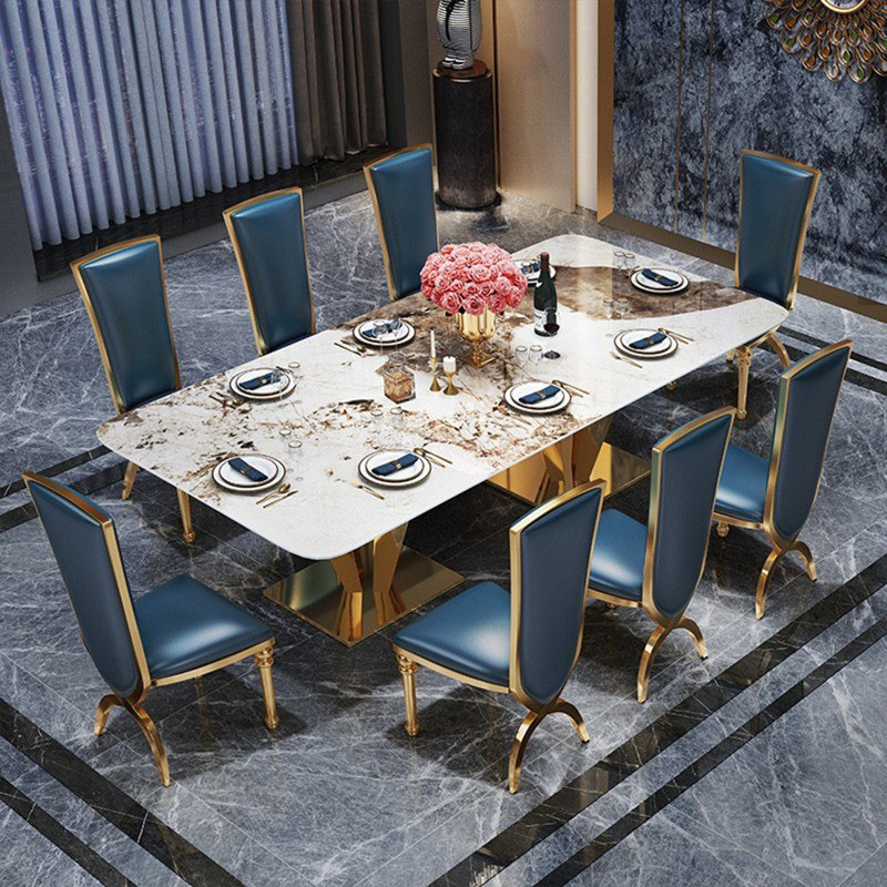 Jihagao Luxury Rectangular Rock Slab Dining Table Sets | Wayfair