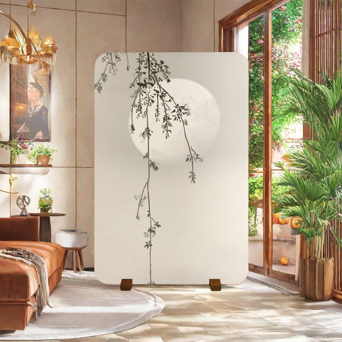 Sleek Surface Designs Moonlit Pine Oil Painting Screen | Wayfair